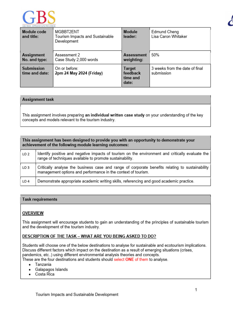 Case Study - Assignment Brief and Guide TISD - Jan 22 | PDF