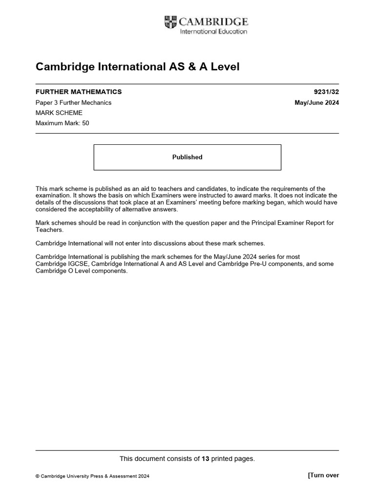 Cambridge International AS & A Level: Further Mathematics 9231/32 | PDF