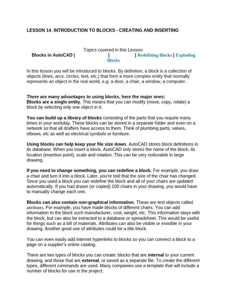 Lesson 14. Introduction To Blocks-Creating & Inserting | PDF | Icon ...