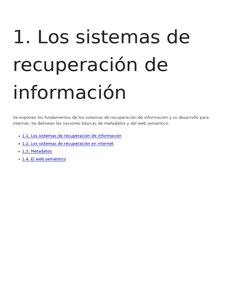 1 Los Sistemas de Recuperacion de Informacion | PDF | Metadatos ...