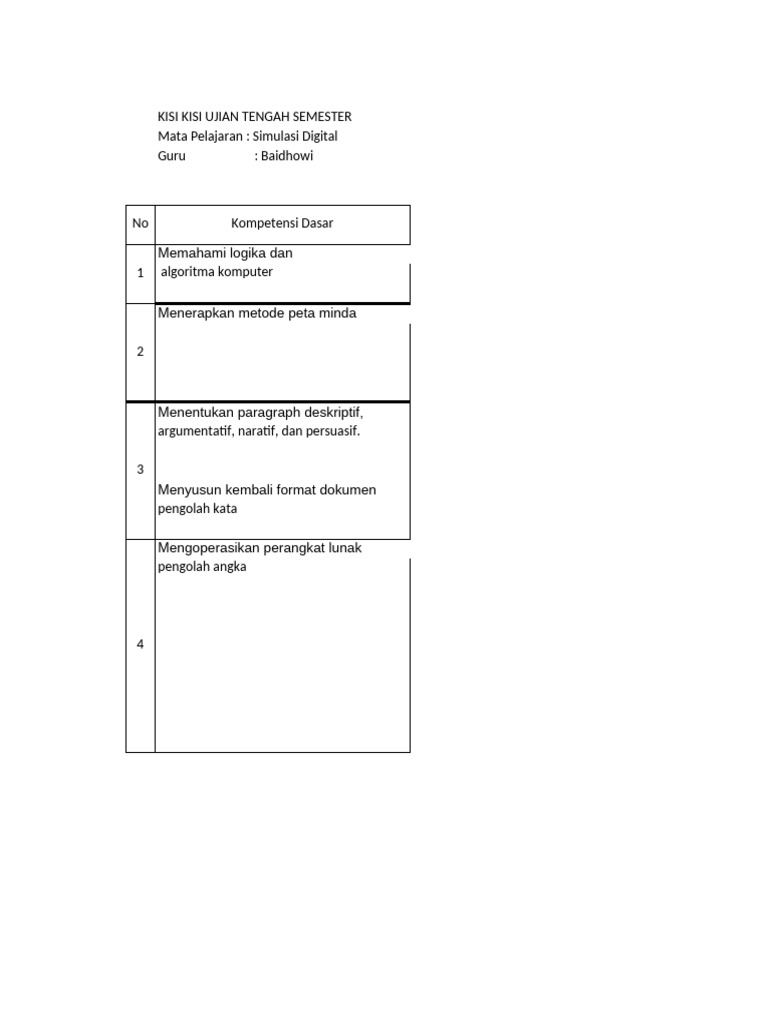 Kisi Kisi Simdig | PDF