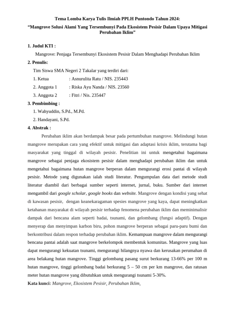 ABSTRAK LOMBA KTI 2 PPLH PUNTONDO | PDF