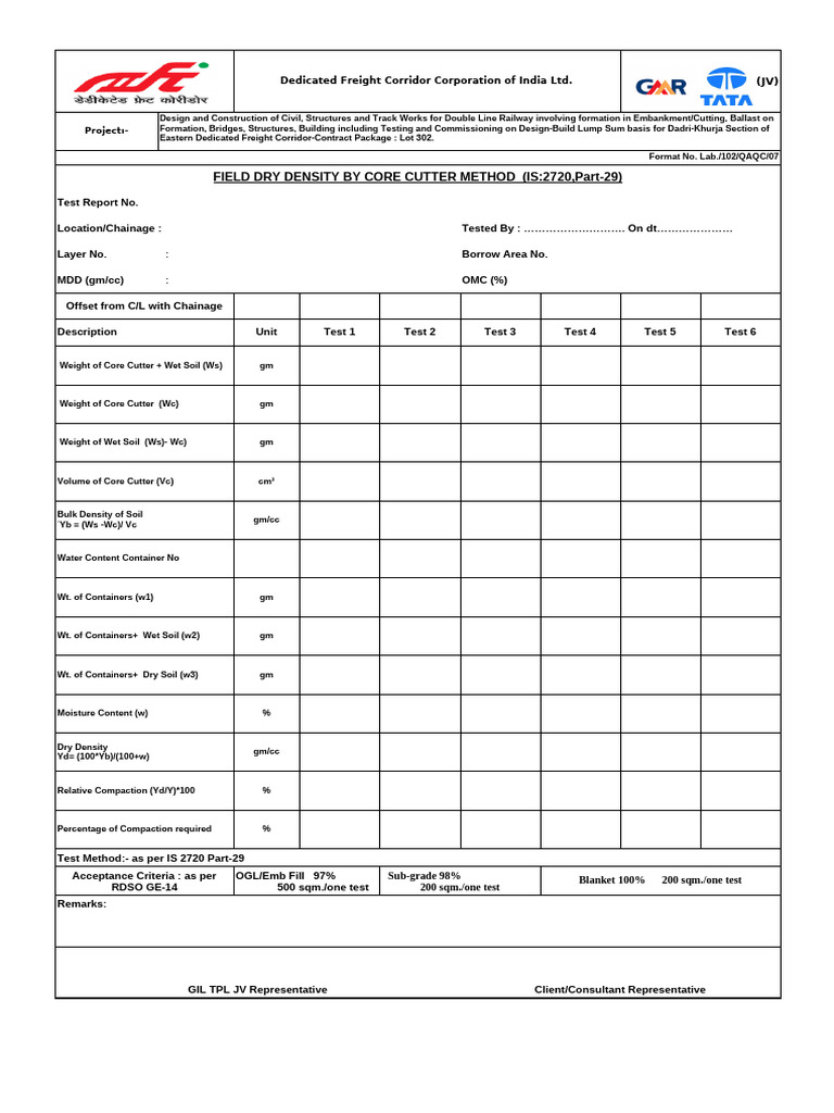 7.Core Cutter Method | PDF 7.Core Cutter Method | PDF