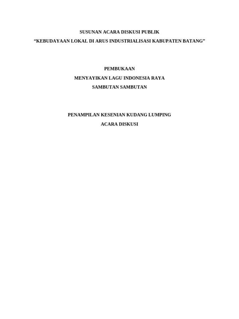 Susunan Acara Diskusi Publik | PDF