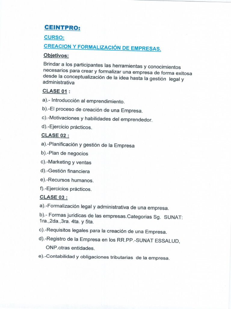 Temario Del Curso | PDF