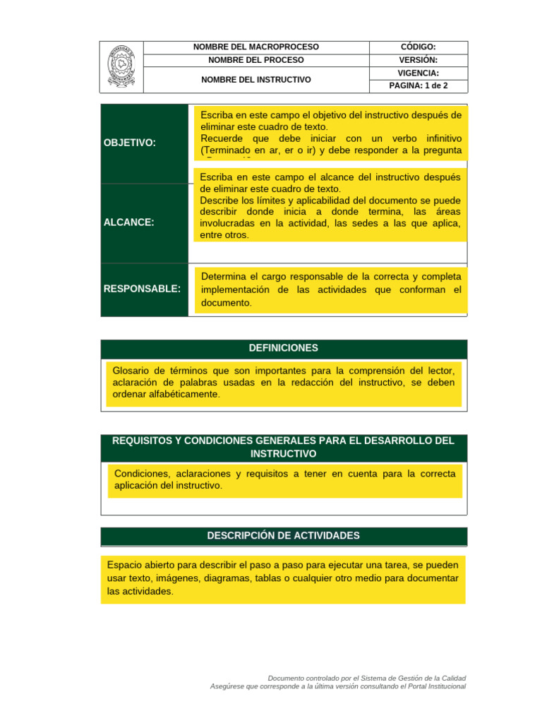 PLANTILLA-INSTRUCTIVO | PDF