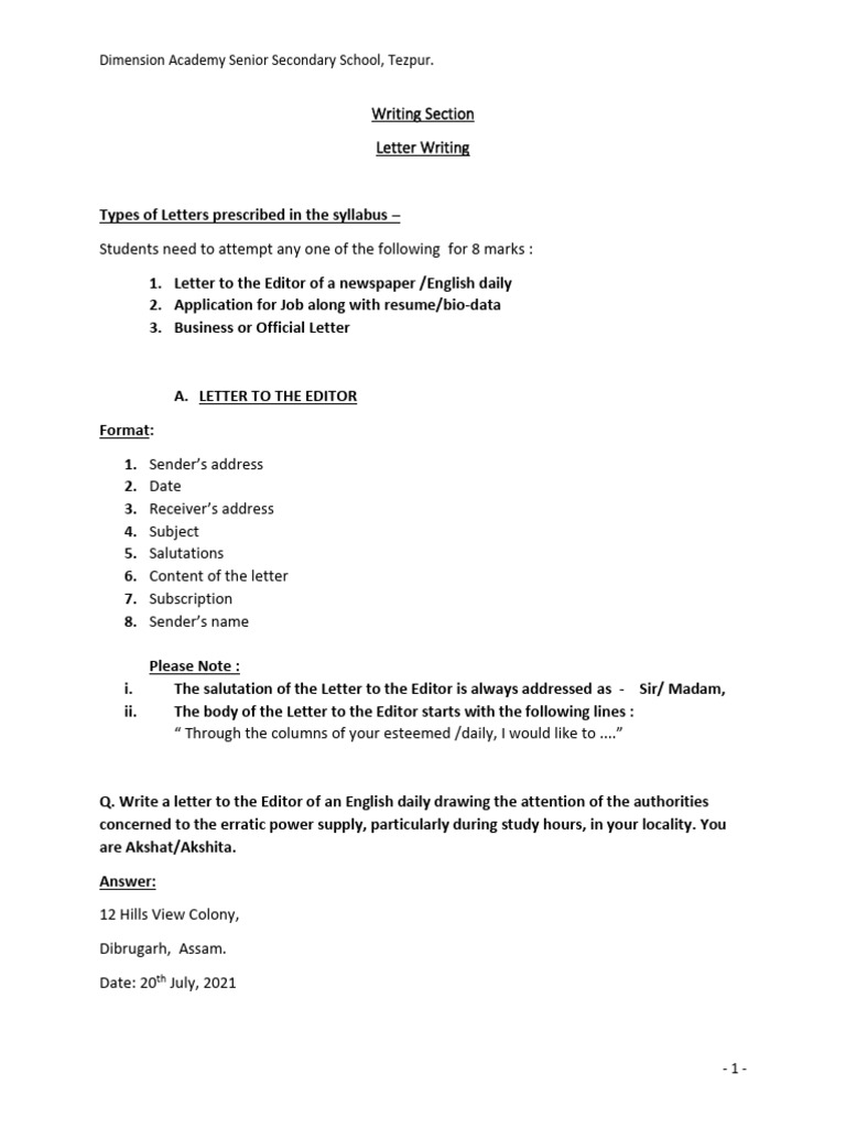 XI Letter Writing Editor Job Business-Official | PDF | Teachers