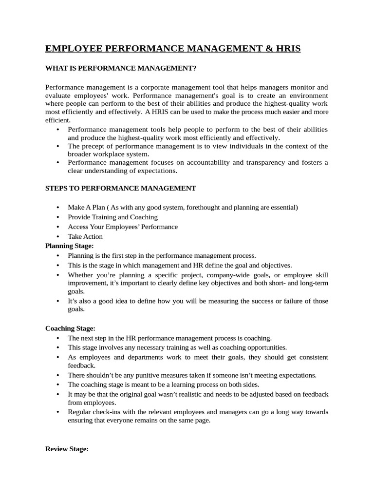 Performance Management & Hris | PDF