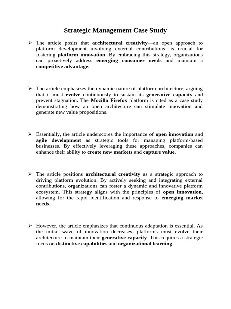 Strategic Management Case Study - Docx 1 | PDF