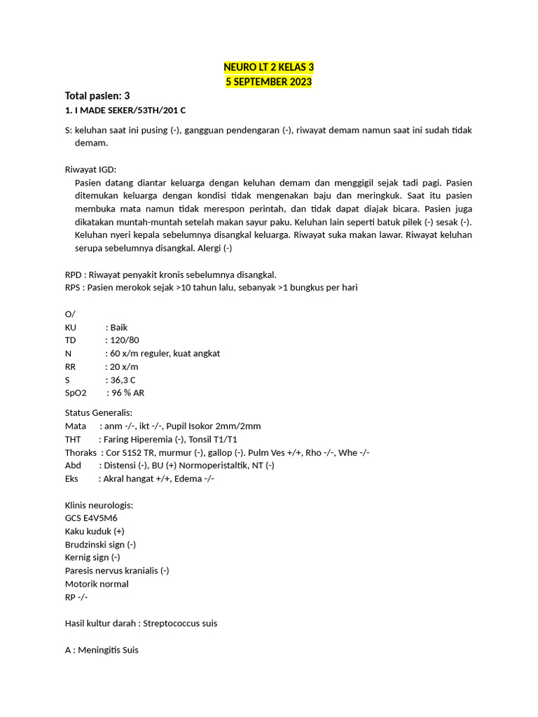 Neuro 5 September 2023 LT 2 KLS 3 | PDF