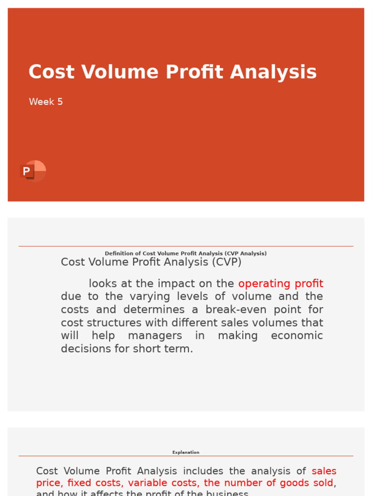 Week 5 Cost Volume Profit Analysis | PDF