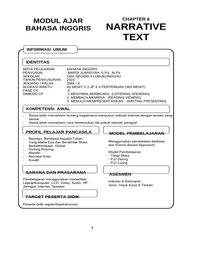 MODUL 3 Narrative Text | PDF