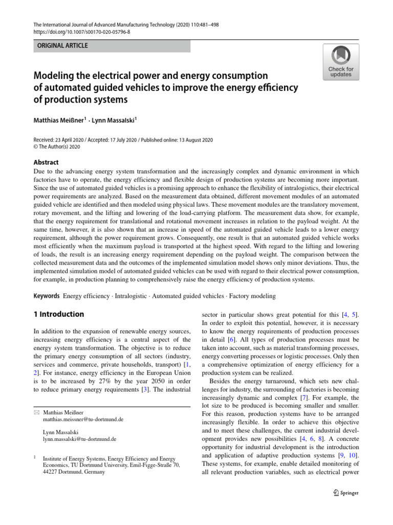 Modeling The Electrical Power and Energy Consumption of Automated ...
