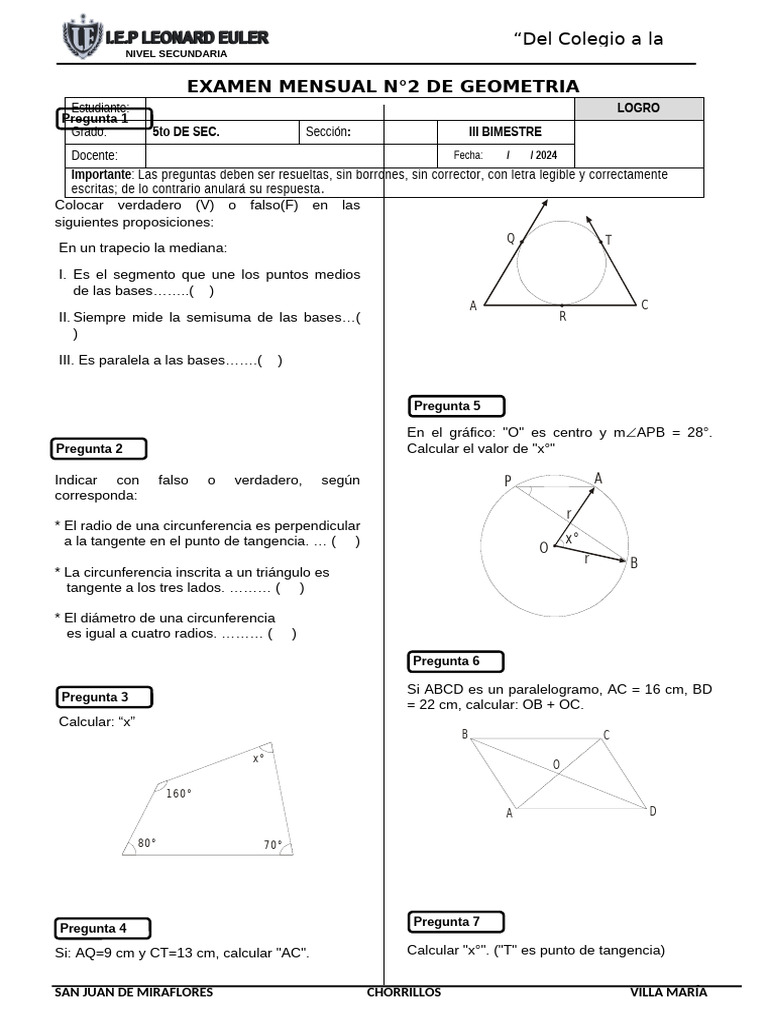 Em2 Geometría - 4°sec Selección | PDF