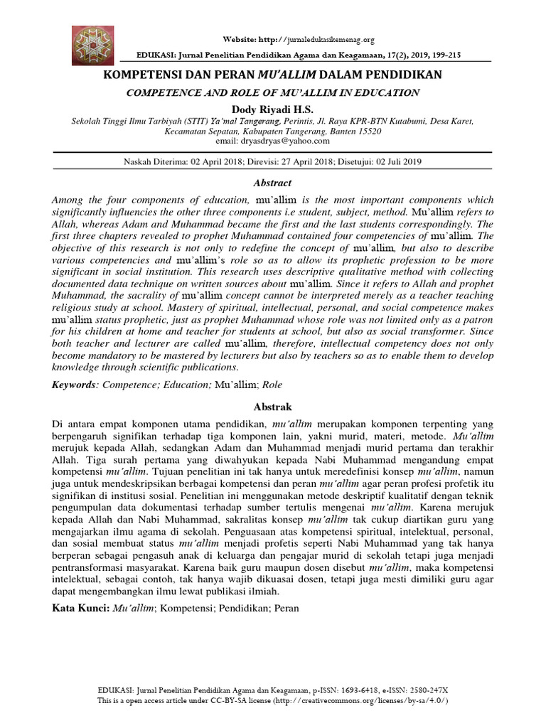 Kompetensi Dan Peran Muallim Dalam Pendi f942c6b9 | PDF
