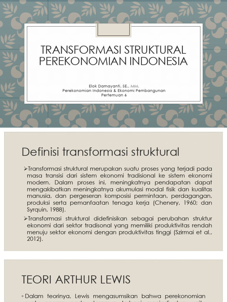 Transformasi Struktural Perekonomian Indonesia | PDF