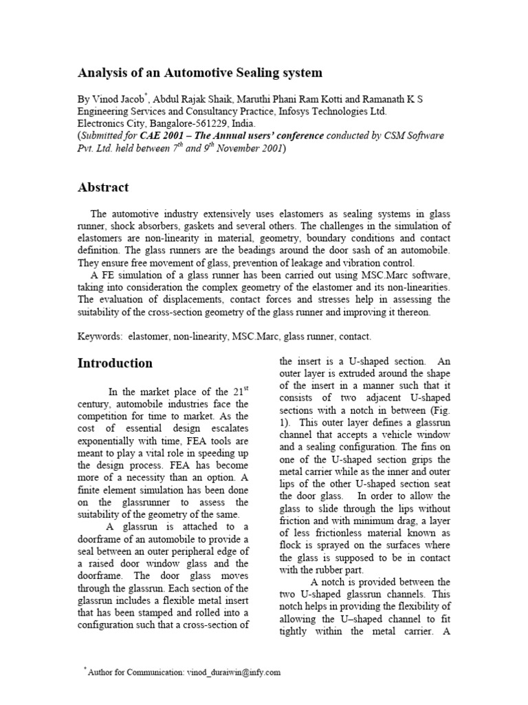 Analysis of An Automotive Sealing System | PDF