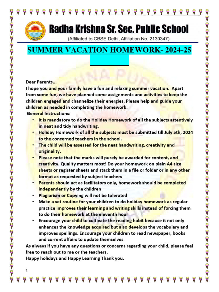 SUMMER VACATION HOMEWORK FOR CLASS 9 | PDF