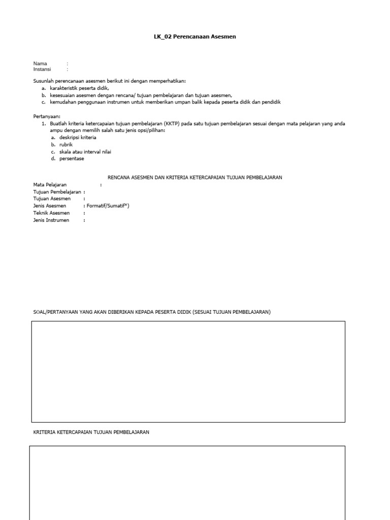 LK 02_Perencanaan Asesmen | PDF