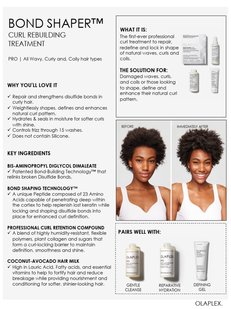 Olaplex - Bond Shaper Curl Rebuilding Treatment - Product Guide - Eng | PDF