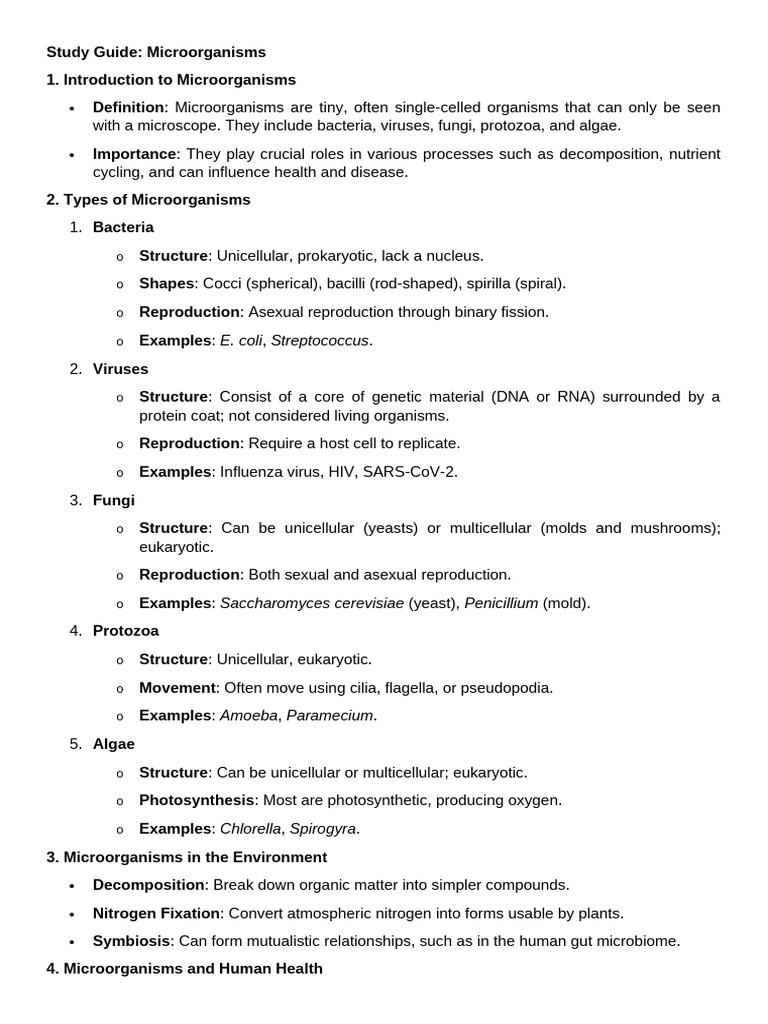 Microorganisms Reviewer Notes | PDF | Microorganism | Bacteria