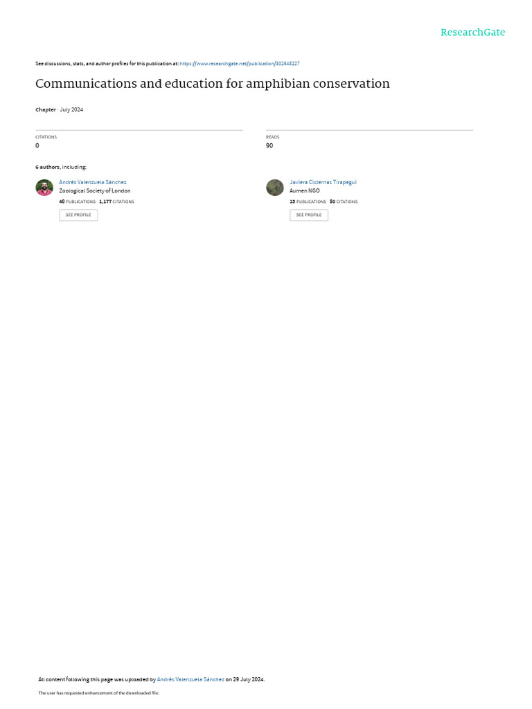 Communications and Education For Amphibian Conservation: July 2024 | PDF