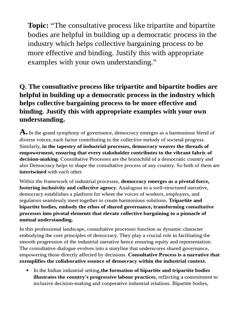 Bipartite and Tripartite Legal Bodies | PDF | Governance | Employment