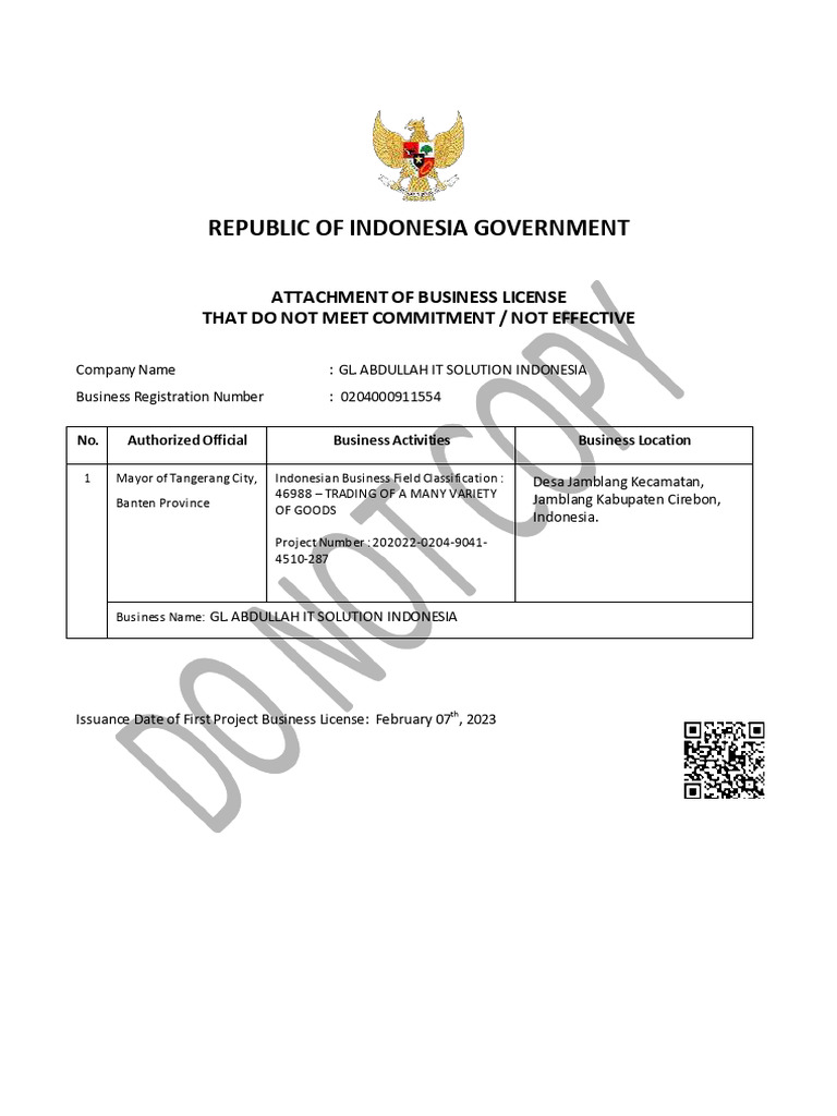 Indonesia Business License Details | PDF | Business | Finance & Money ...