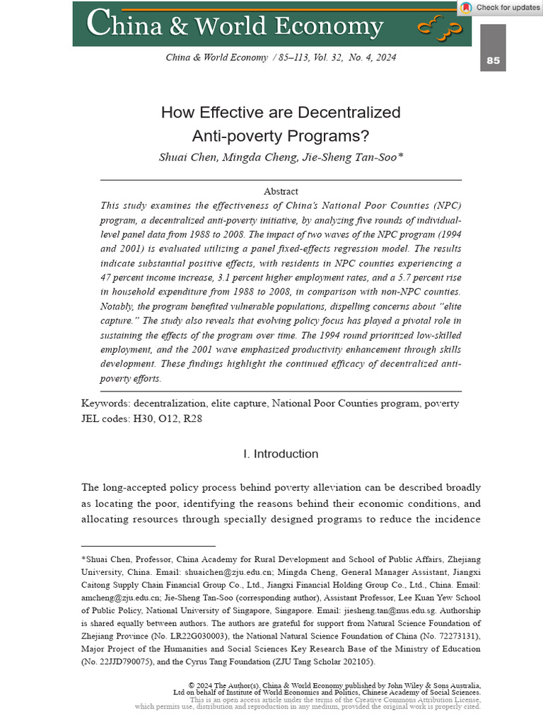 China and World Economy - 2024 - Chen - How Effective Are Decentralized ...