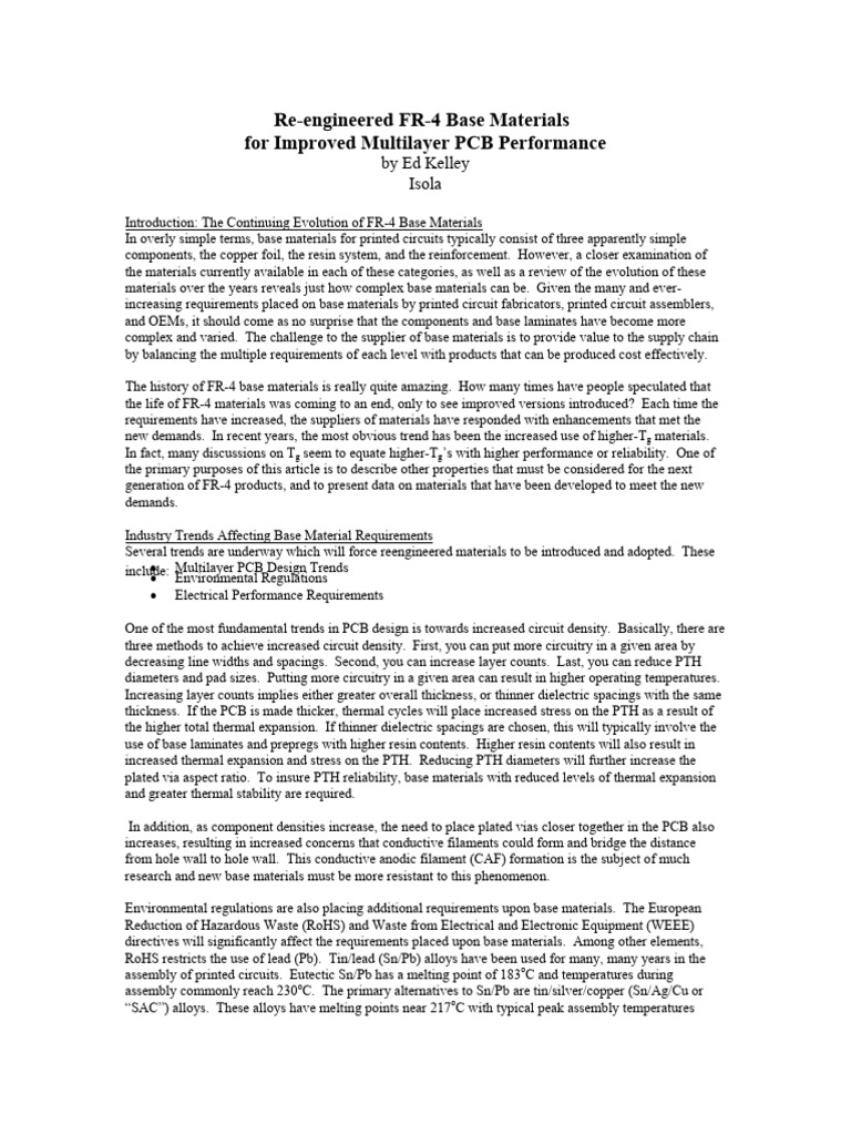 FR 4 Base Materials For Improved Multilayer PCB Performance | PDF ...