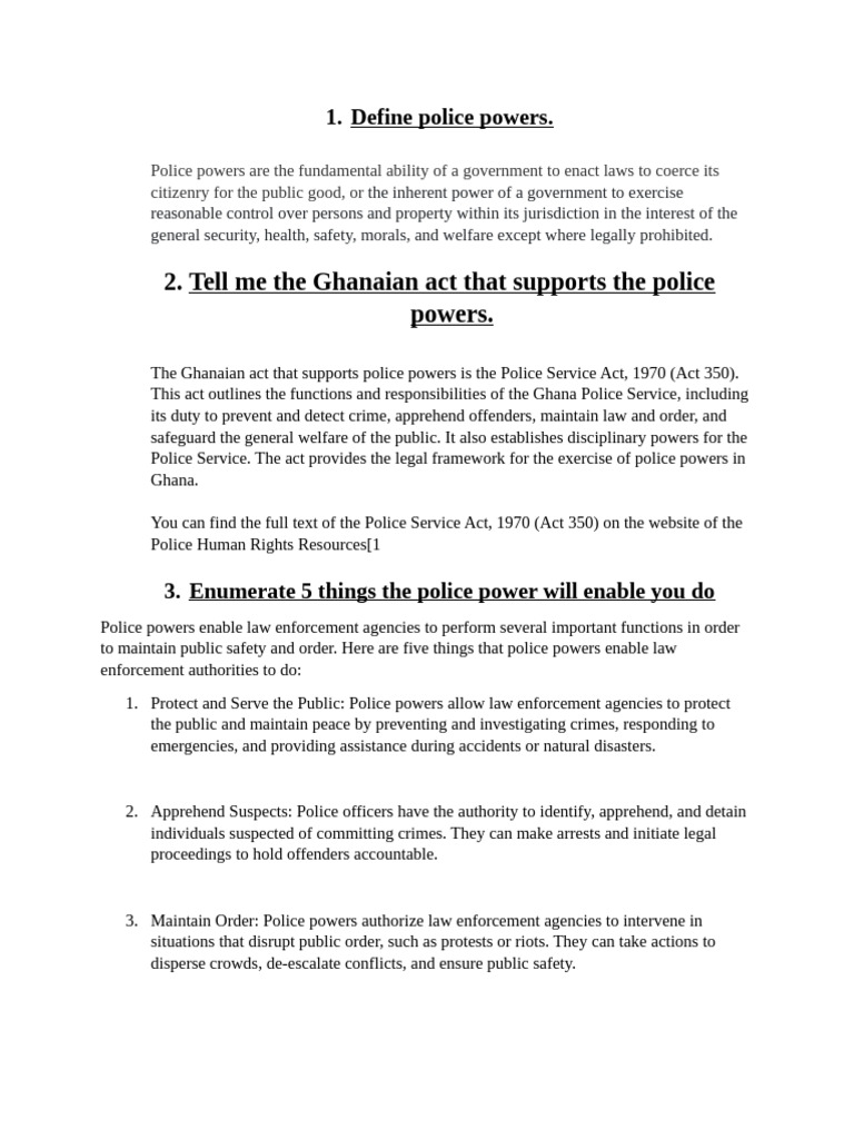 Define Police Powers | PDF