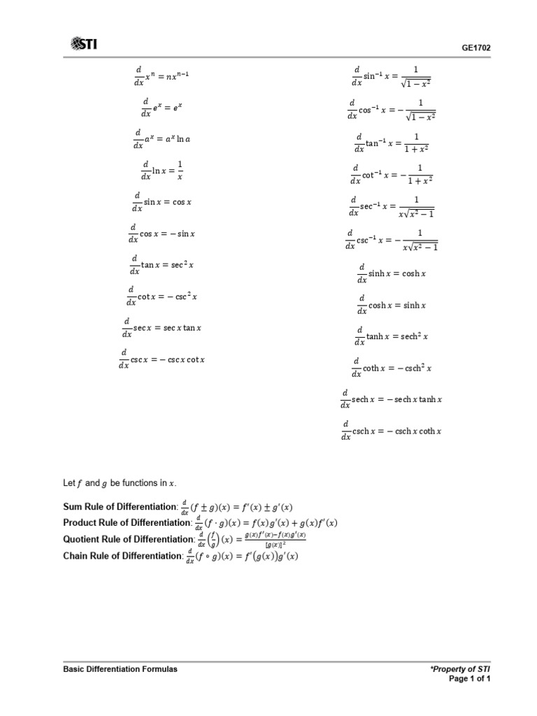 Basic_Differentiation_Formulas | PDF