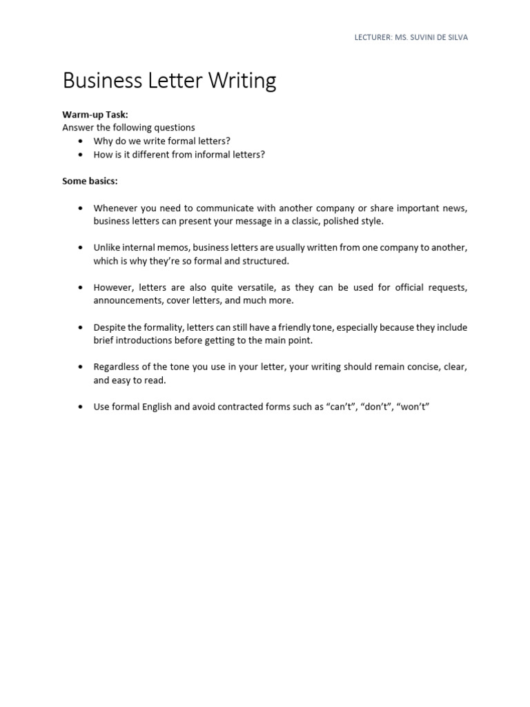 Formal Letter Writing | PDF