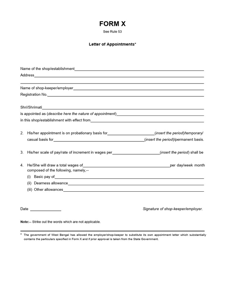 Form X - Letter of Appointments | PDF