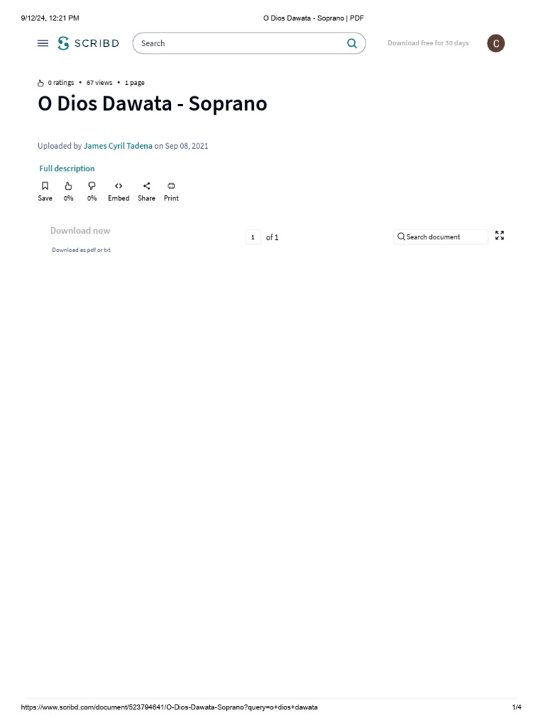 O Dios Dawata - Soprano - PDF | PDF