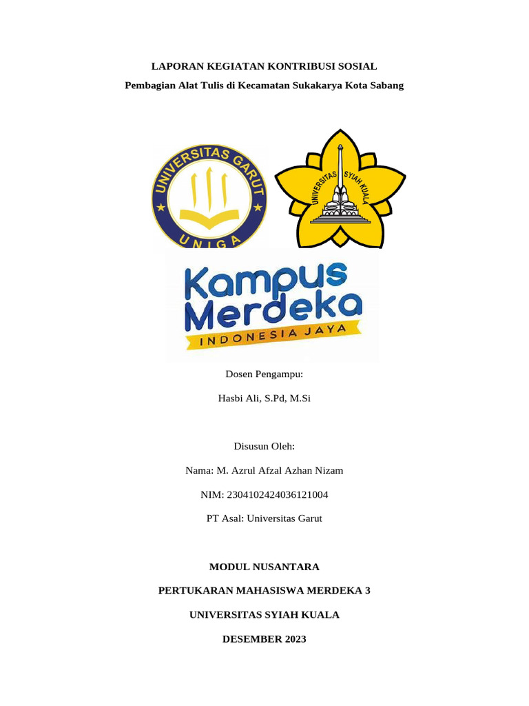 Laporan Kontribusi Sosial M. Azrul Afzal Azhan Nizam | PDF