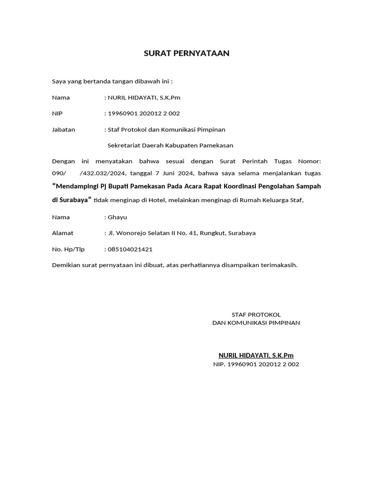 Surat Pernyataan | PDF