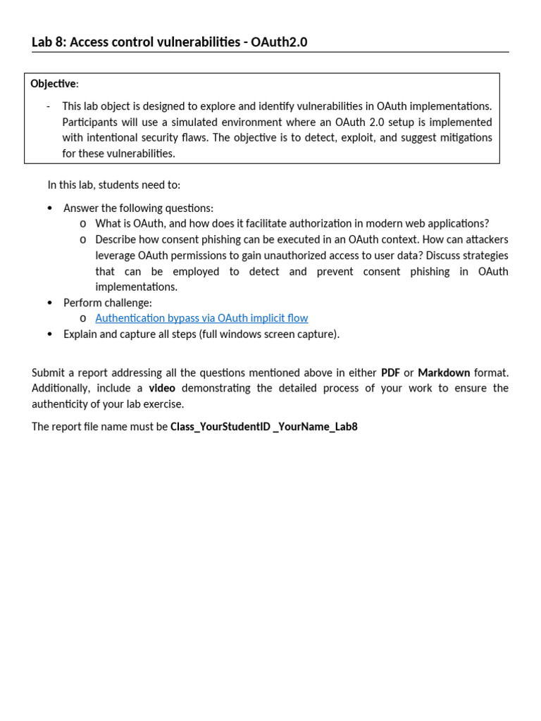 Lab8 Access Control Vulnerabilities - OAuth2.0 | PDF