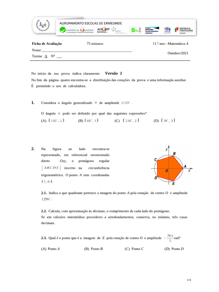 Ficha Matemática | PDF | Trigonometría | Geometría triangular