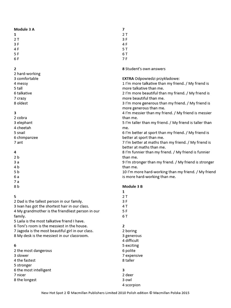 Module 3 Tests A and B answer key and audioscript | PDF