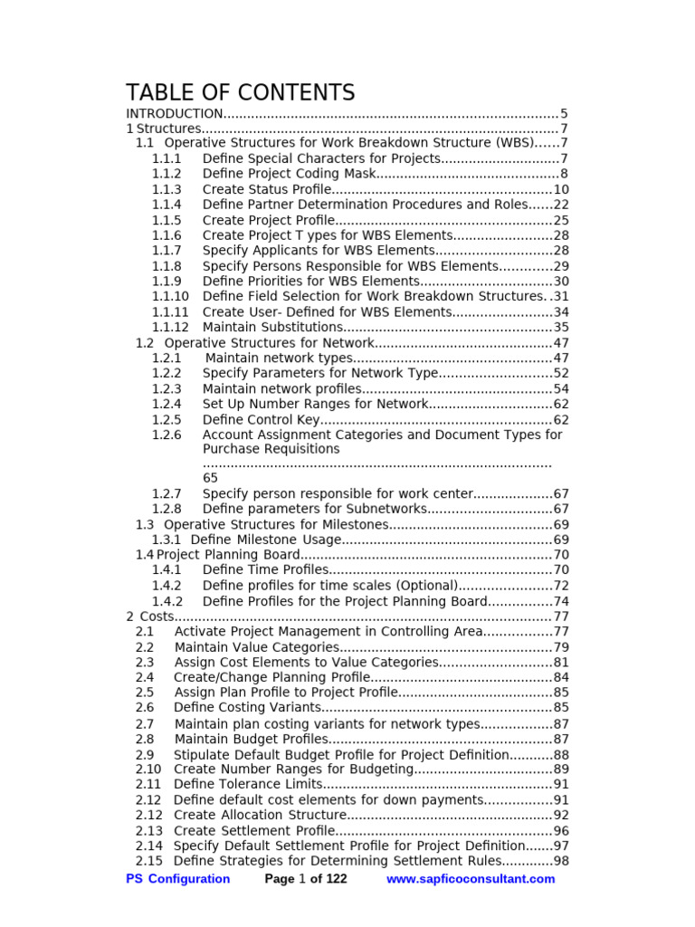 SAP PS Configuration | PDF