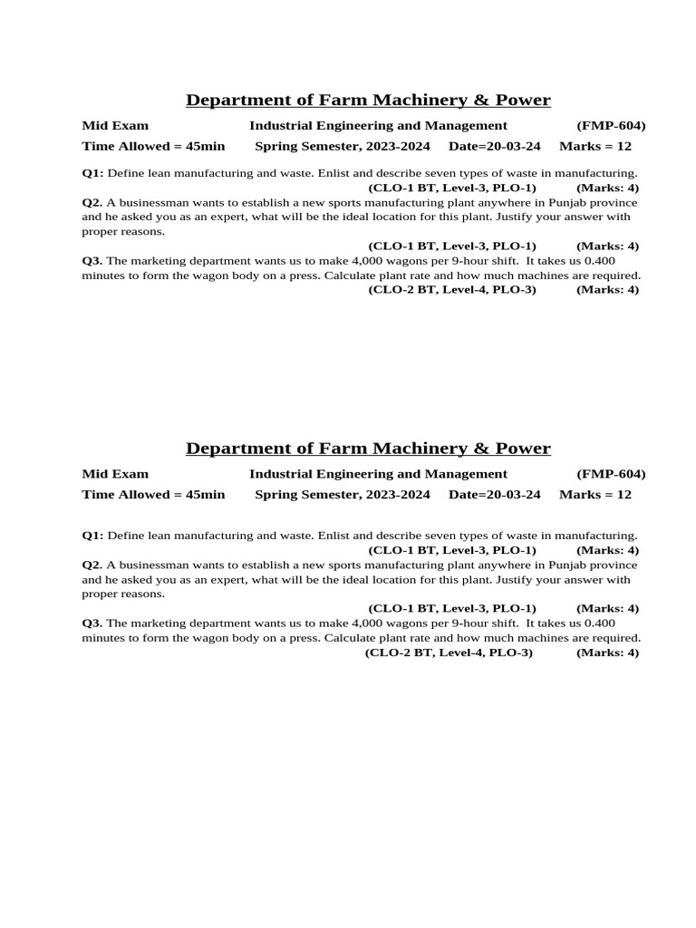 FMP604 MID Spring 2023-24 | PDF