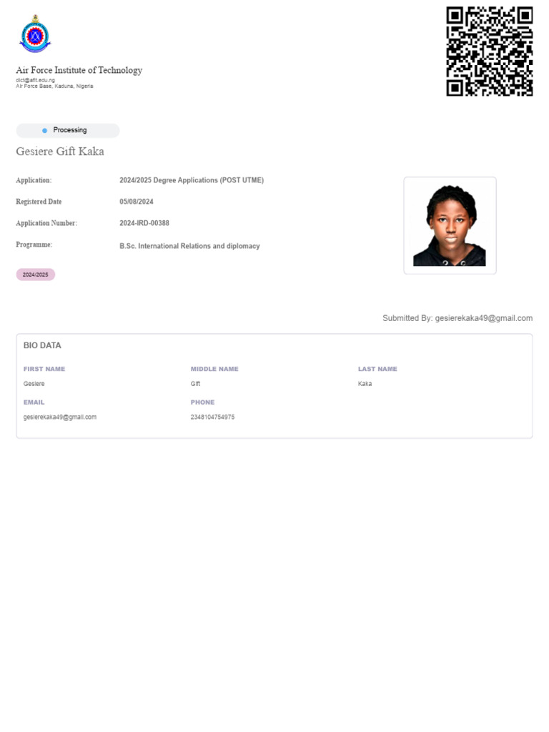 Acknowledgement Form for Degree Application | PDF