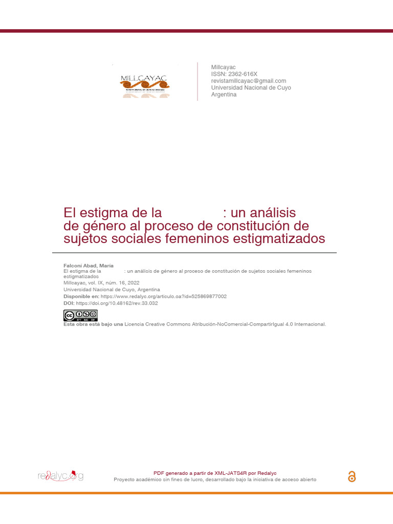 El Estigma de La: Un Análisis de Género Al Proceso de Constitución de ...