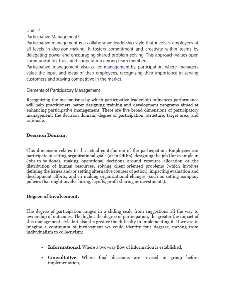 Participative Management | PDF