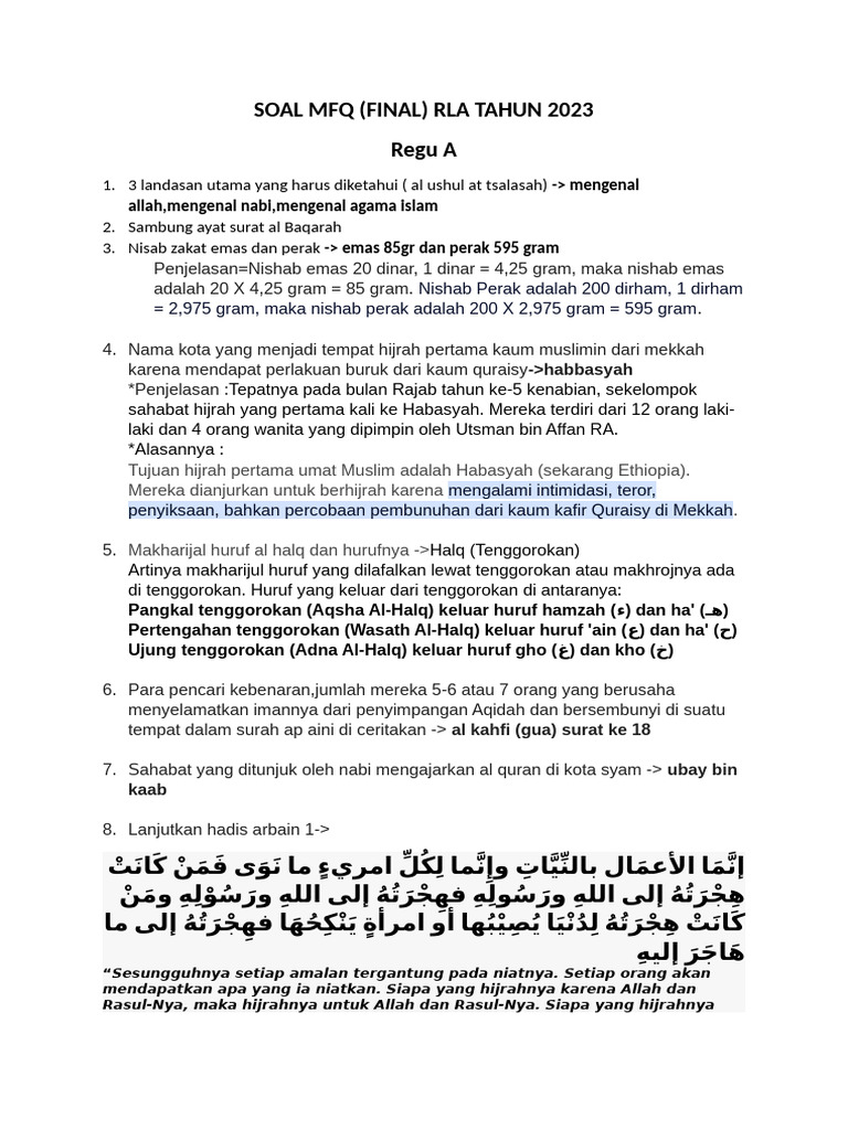 Soal MFQ | PDF