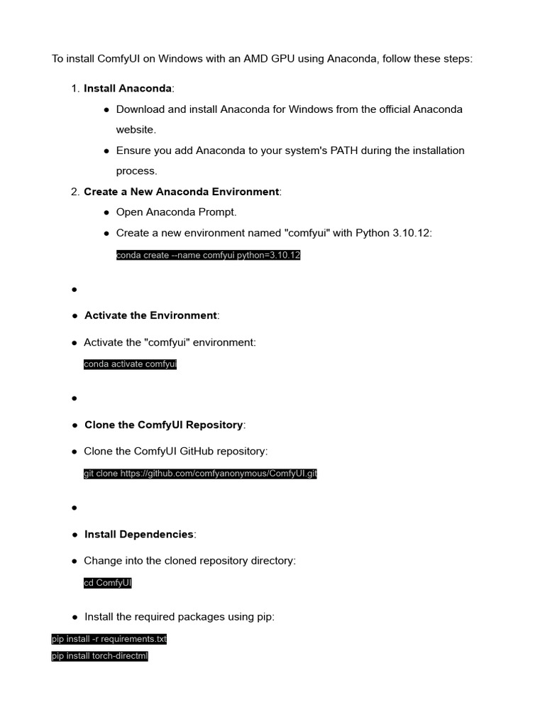 AMD GPU ComfyUI Setup Guide | PDF