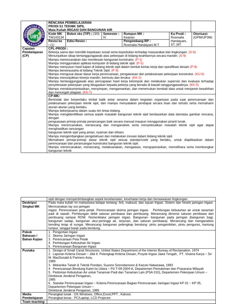 RPS - Irigasi Dan Bangunan Air | PDF