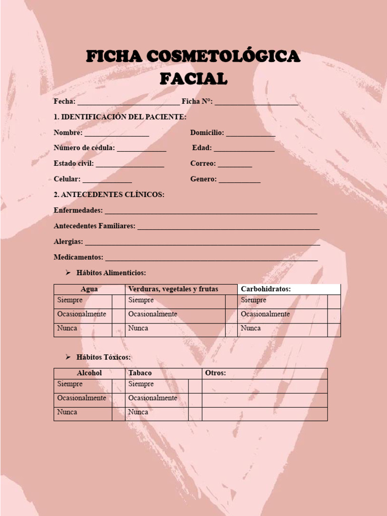 Ficha Cosmetológica Facial Raquel | PDF
