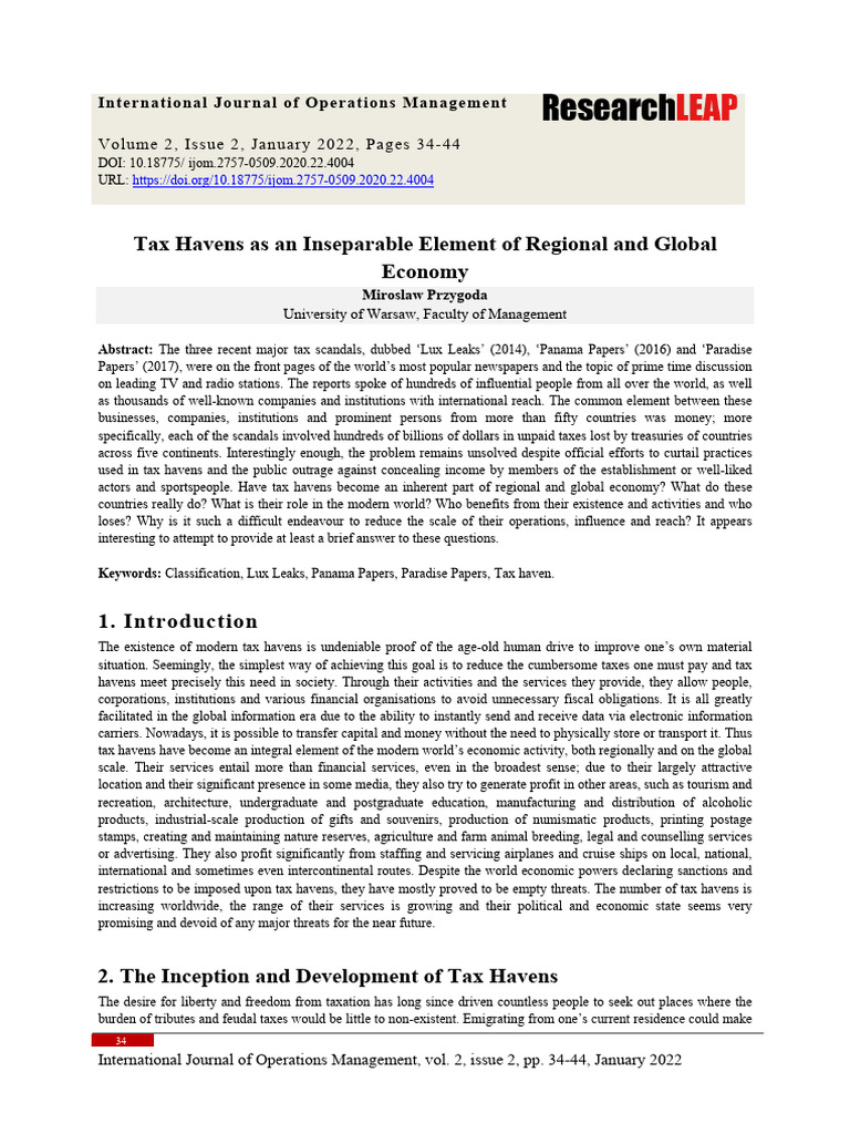 Tax Havens in Global Economy Analysis | PDF | Tax Haven | Taxes